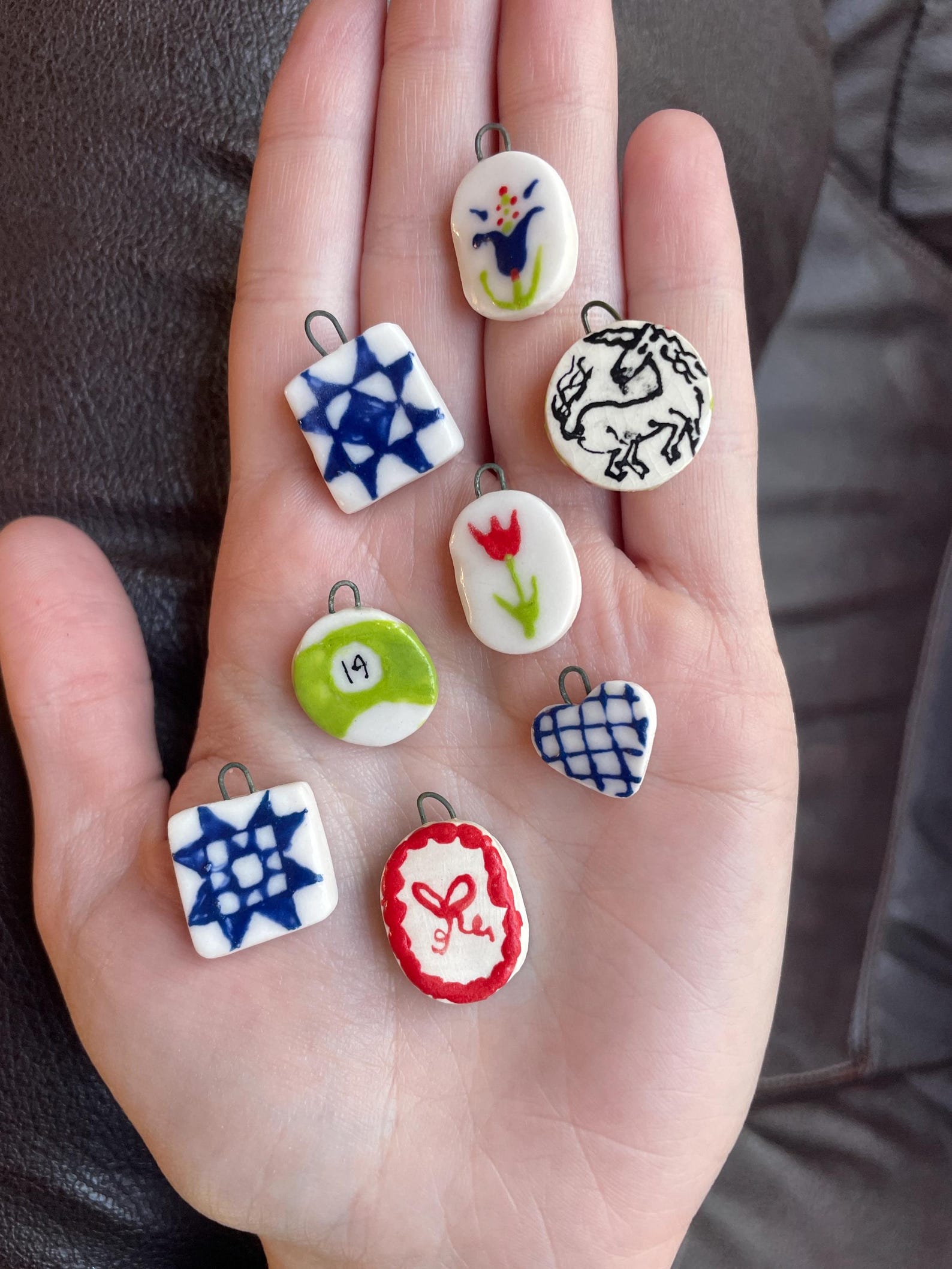 Ceramic Charms- Handmade Tiny Pendants for Charm Necklace, Jewelry ...