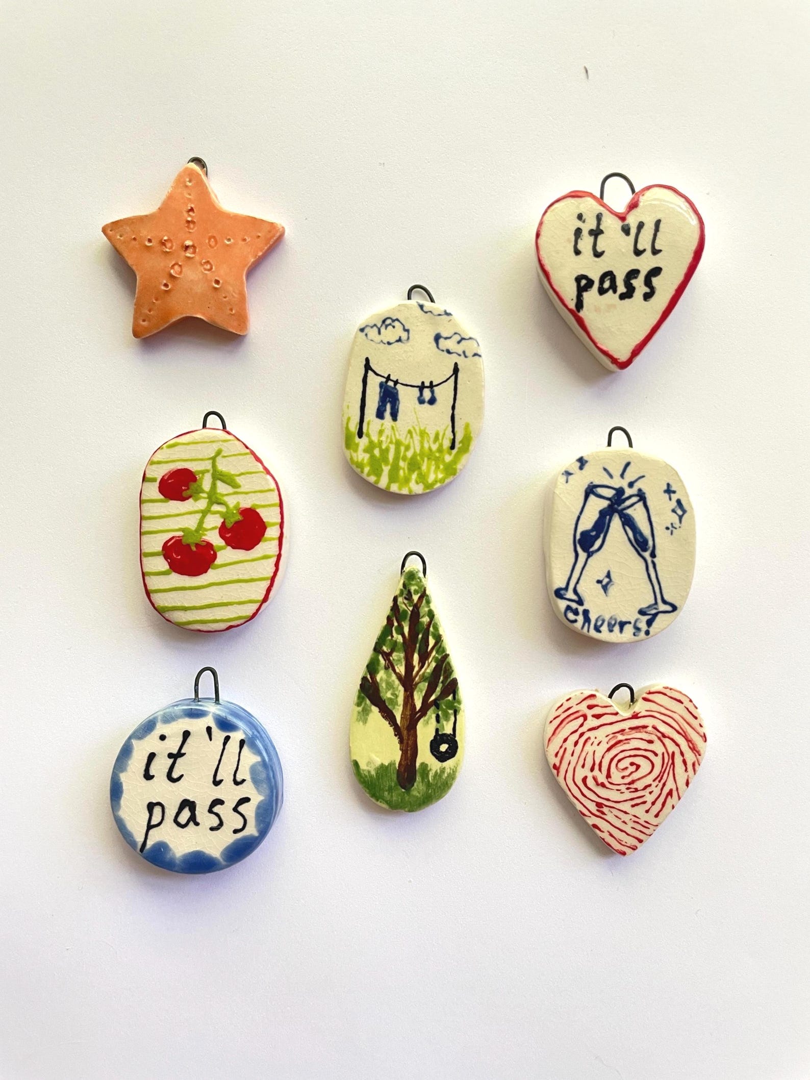Ceramic Charms- Pendants, Handmade and Painted Charm - Etsy