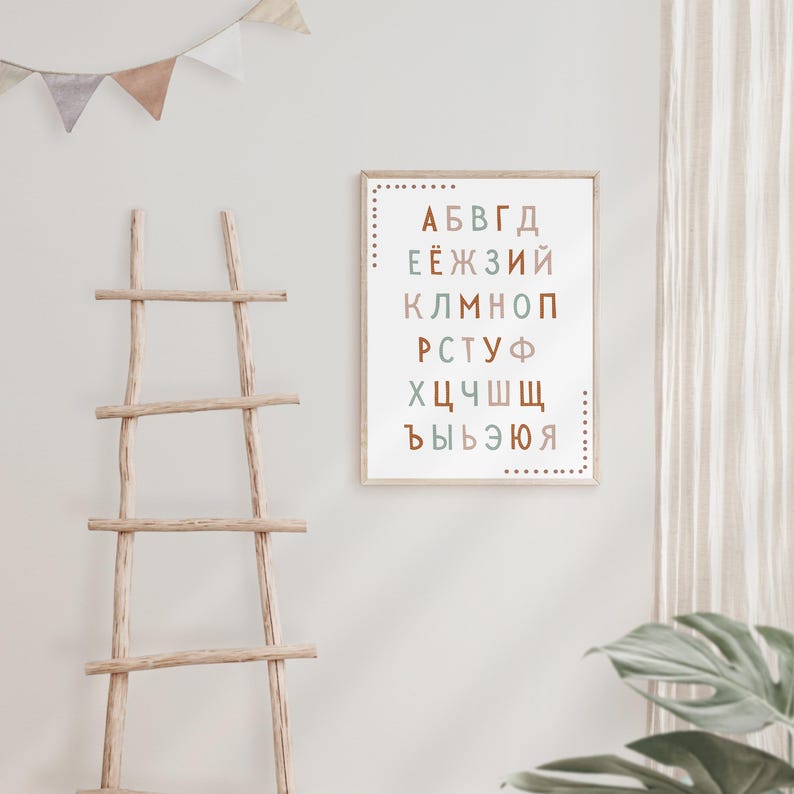 RUSSIAN ABC, Nursery Educational Poster Cyrillic Alphabet, Classroom ...