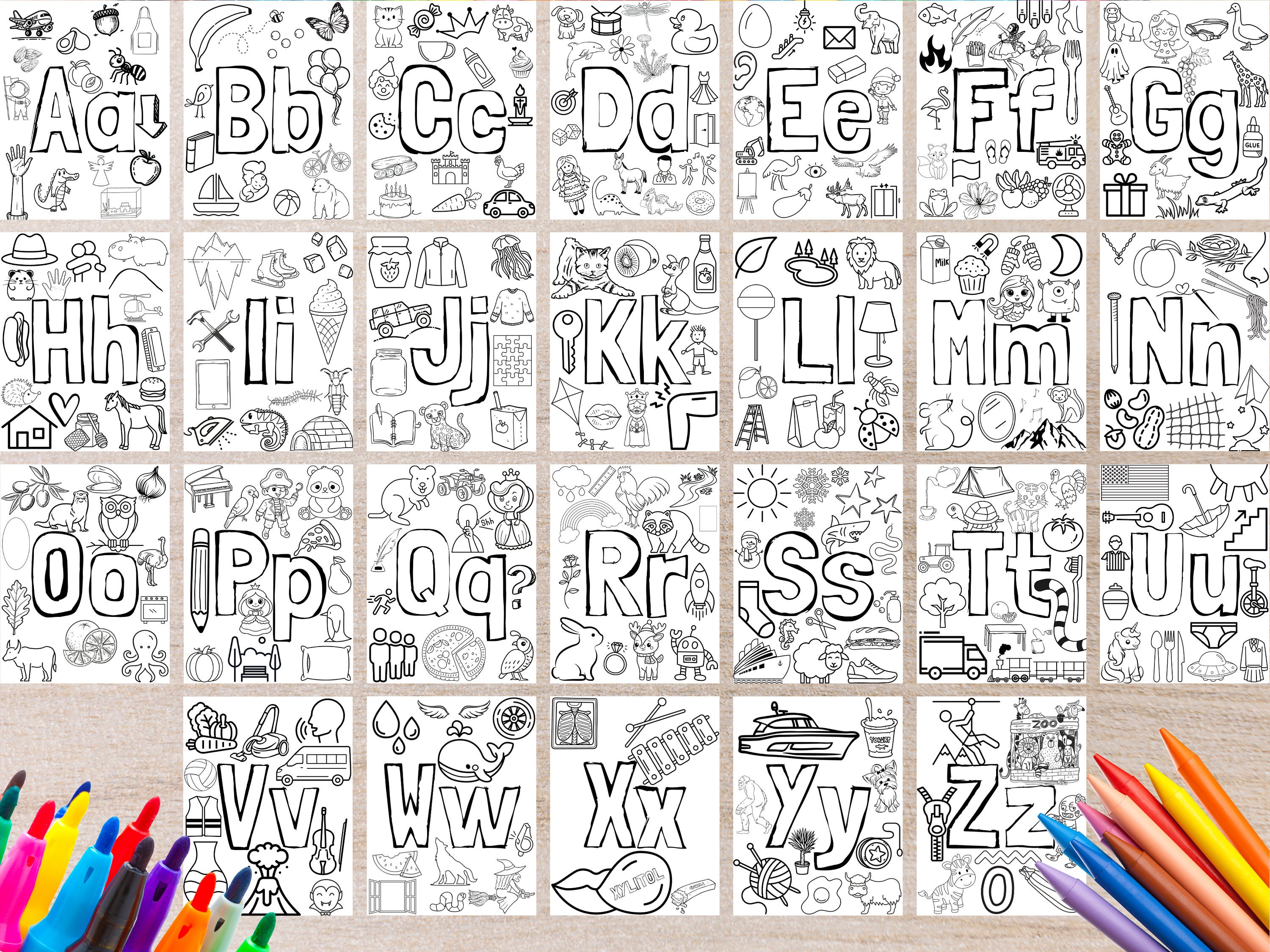 Printable Alphabet Coloring Book for Kids, ABC Coloring Pages Alphabet ...