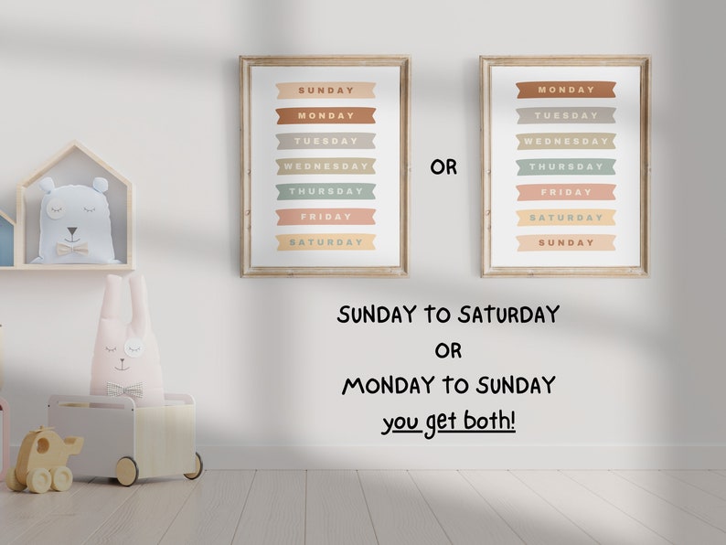 3 Nursery Educational Posters Alphabet Numbers & Days of the Week ...