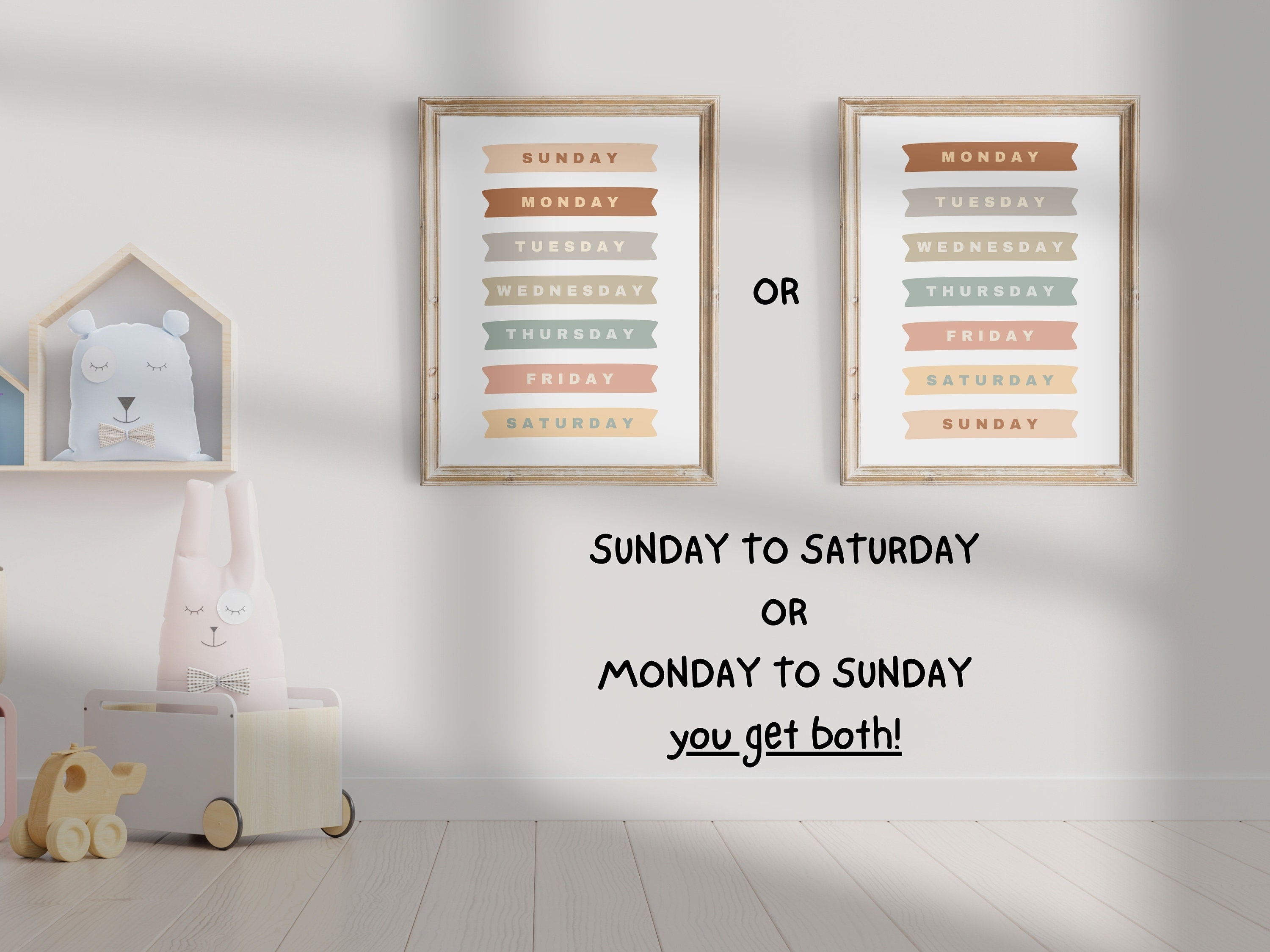 3 Nursery Educational Posters Alphabet Numbers & Days of the Week ...