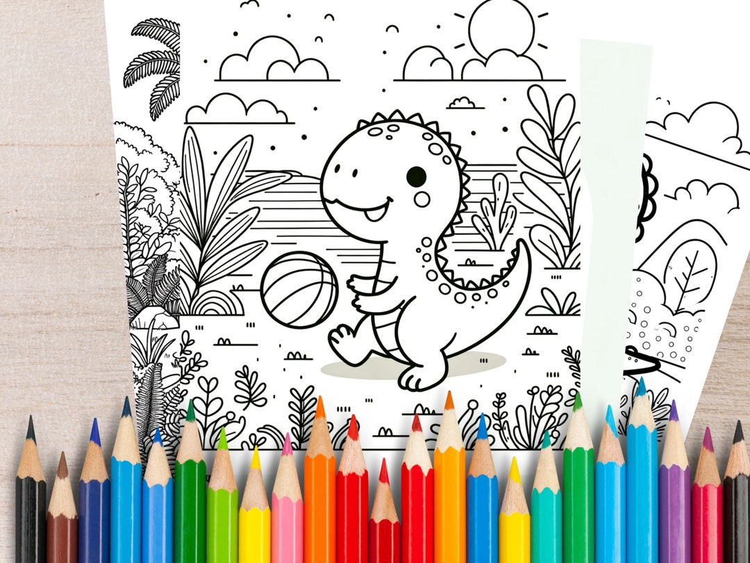20 Printable Dinosaur Coloring Pages for Kids Coloring Book - Etsy