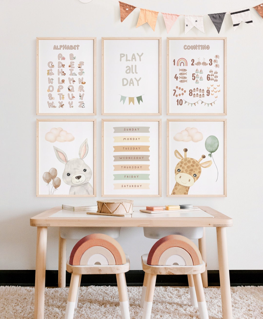 Nursery Educational Posters Alphabet Numbers Learn to Count to 10, Days ...