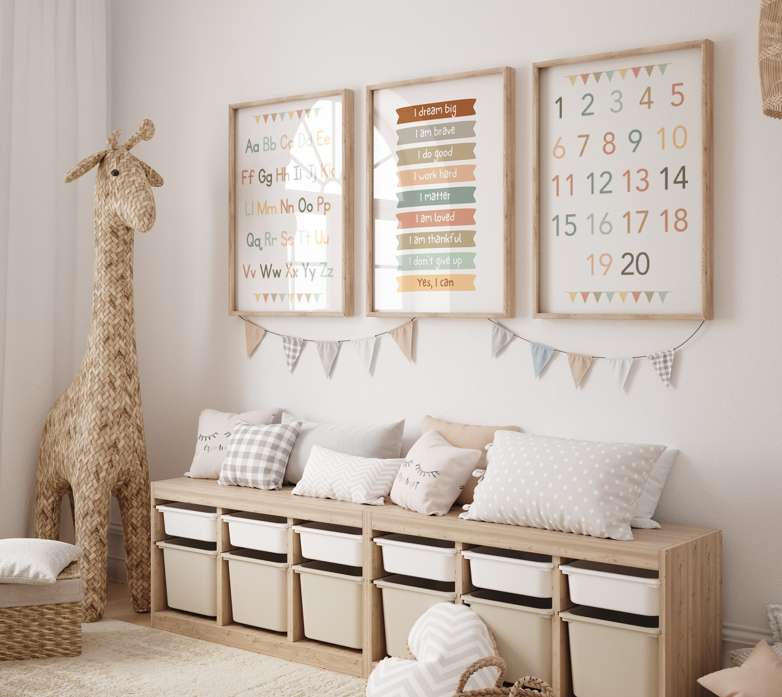 Nursery Educational Posters Set: Alphabet, Numbers & Motivational ...