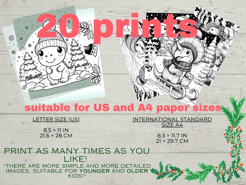 20 Printable Winter Dinosaur Coloring Pages for Kids Coloring - Etsy