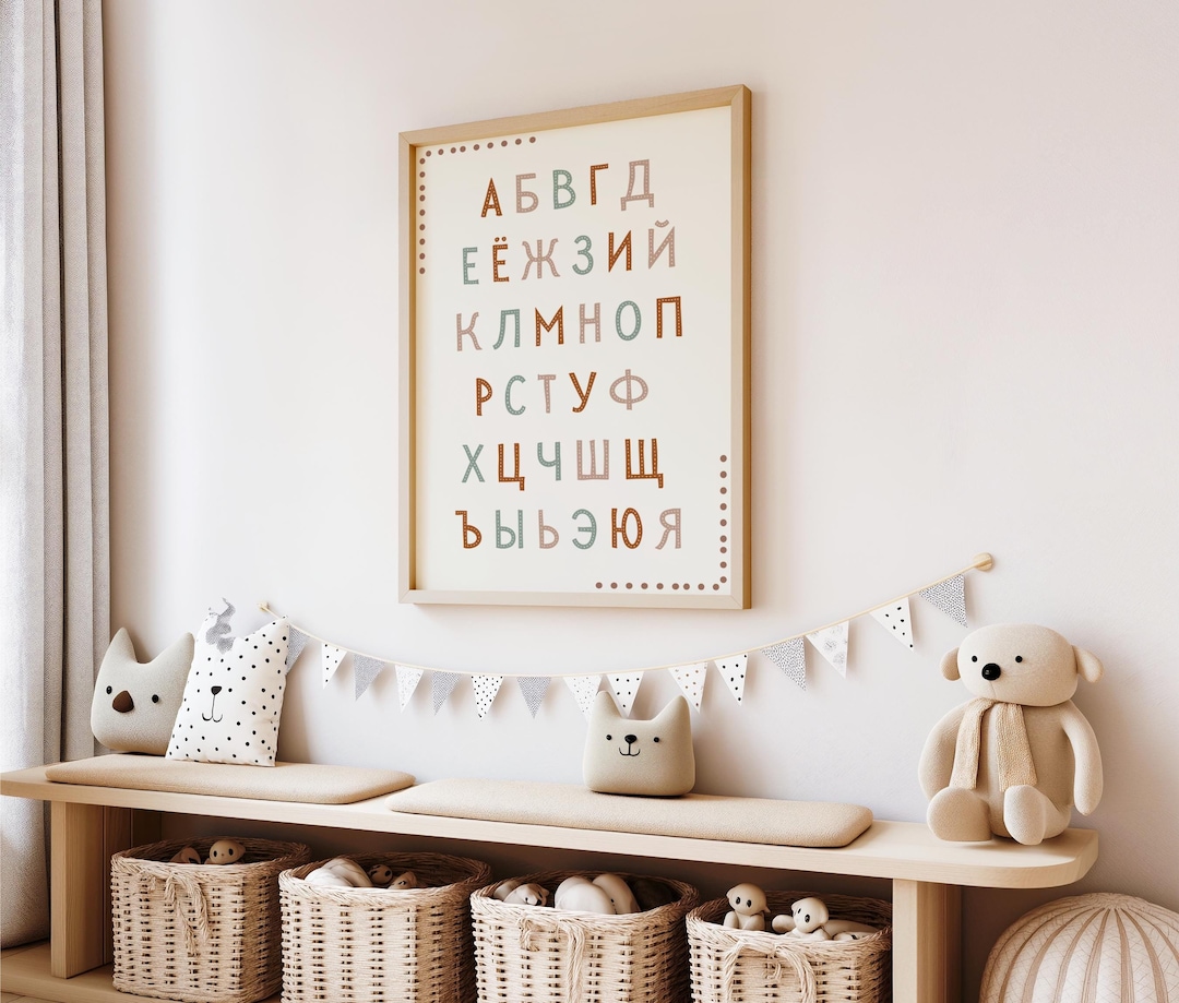 RUSSIAN ABC, Nursery Educational Poster Cyrillic Alphabet, Classroom ...