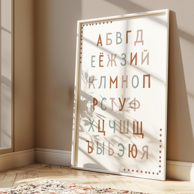 RUSSIAN ABC, Nursery Educational Poster Cyrillic Alphabet, Classroom ...