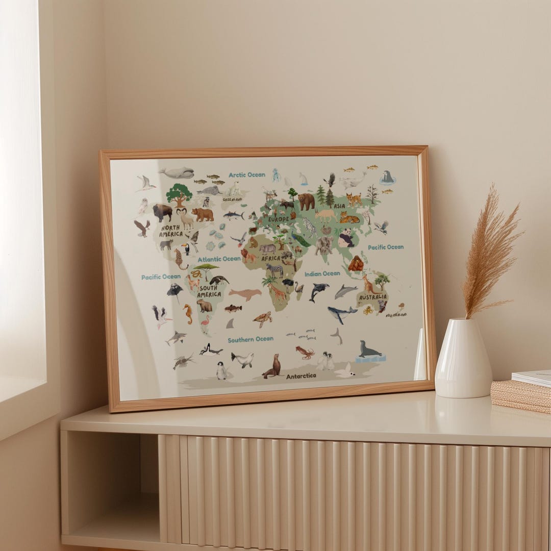 Educational Geography Teaching Poster: World Animal Map, Classroom ...
