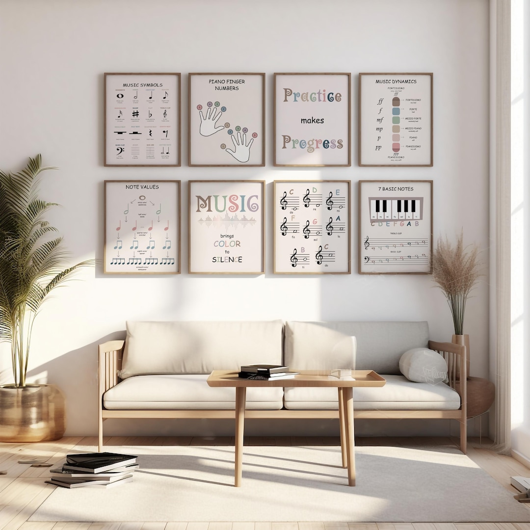 Neutral Music Education Poster Bundle for Kids, Digital Music Theory ...