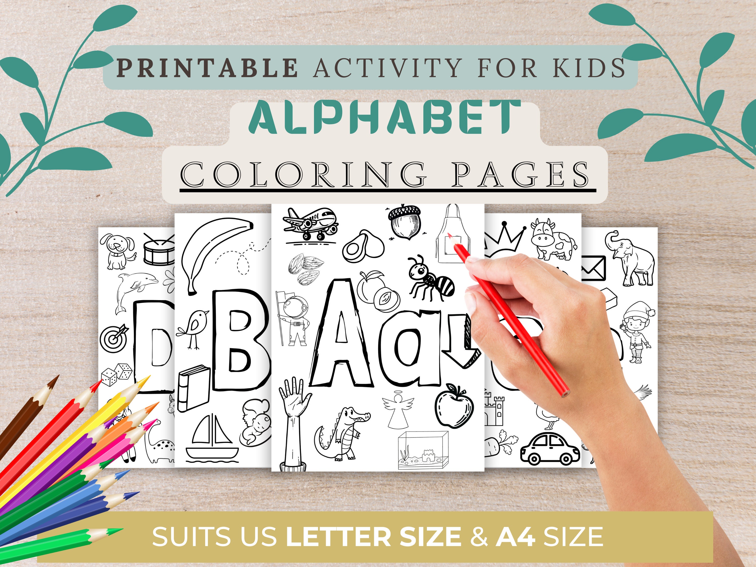 Printable Alphabet Coloring Book for Kids, ABC Coloring Pages Alphabet ...