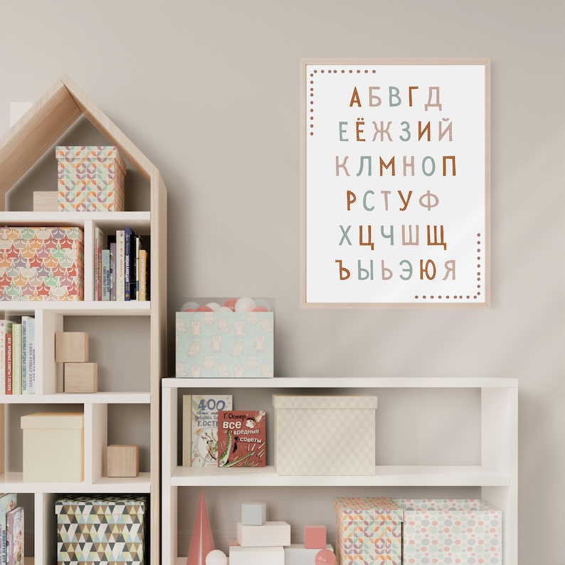 RUSSIAN ABC, Nursery Educational Poster Cyrillic Alphabet, Classroom ...