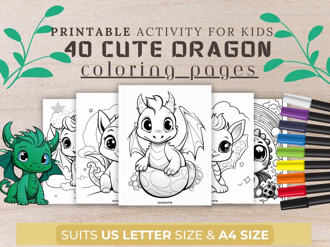 40 Printable Dragon Coloring Book Pages for Kids Cute Dragon Coloring ...