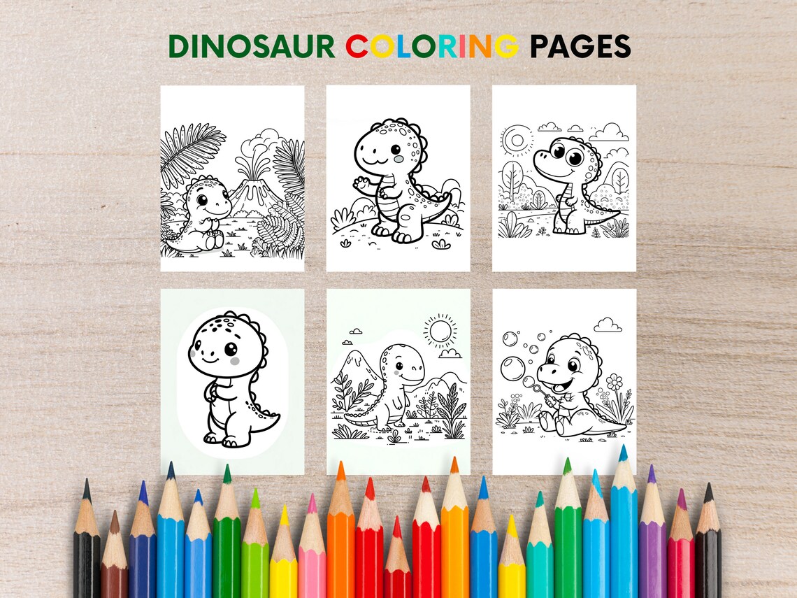 20 Printable Dinosaur Coloring Pages for Kids Coloring Book - Etsy Canada