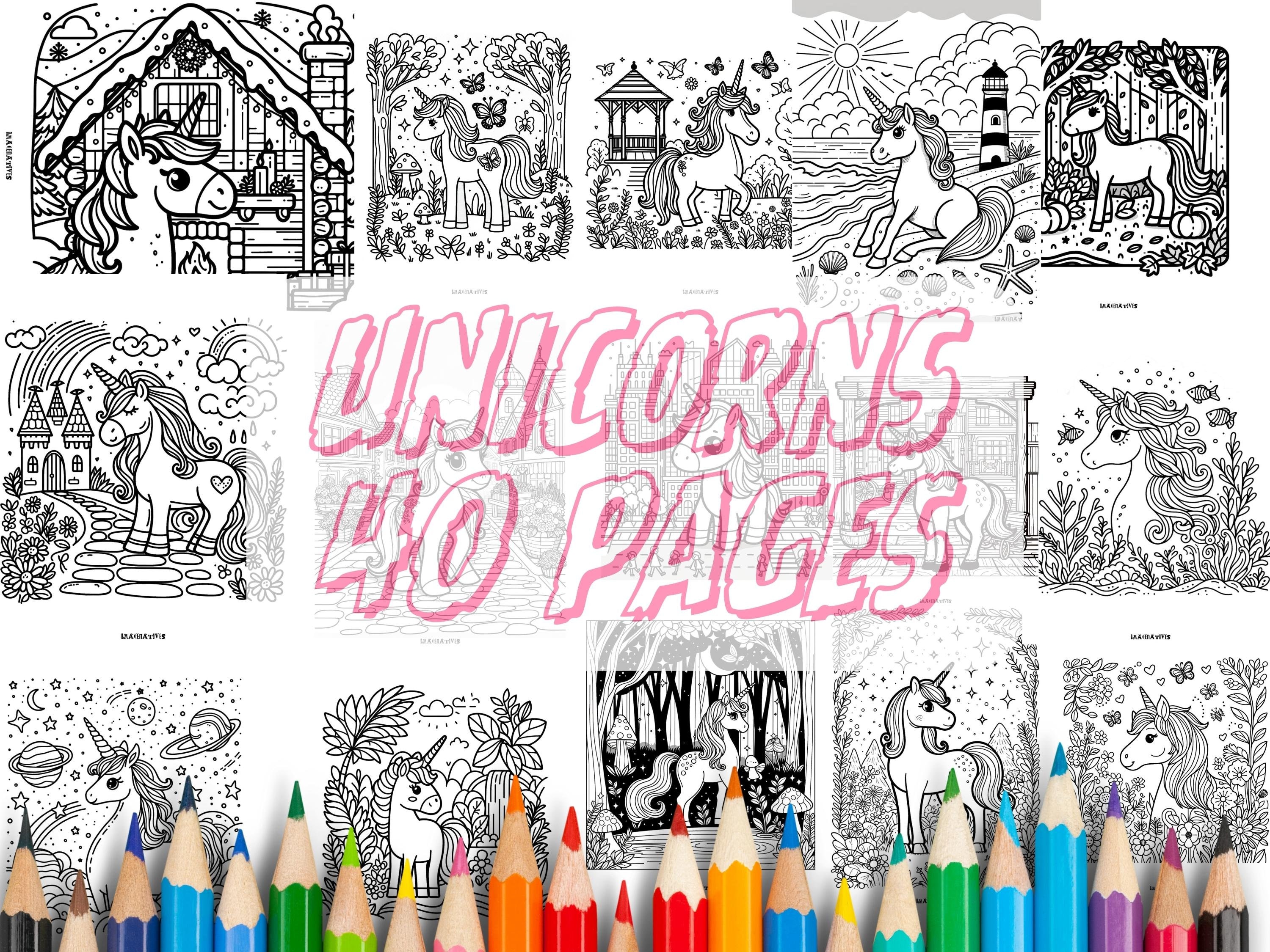 40 Printable Unicorn Coloring Book Pages for Kids Unicorn - Etsy