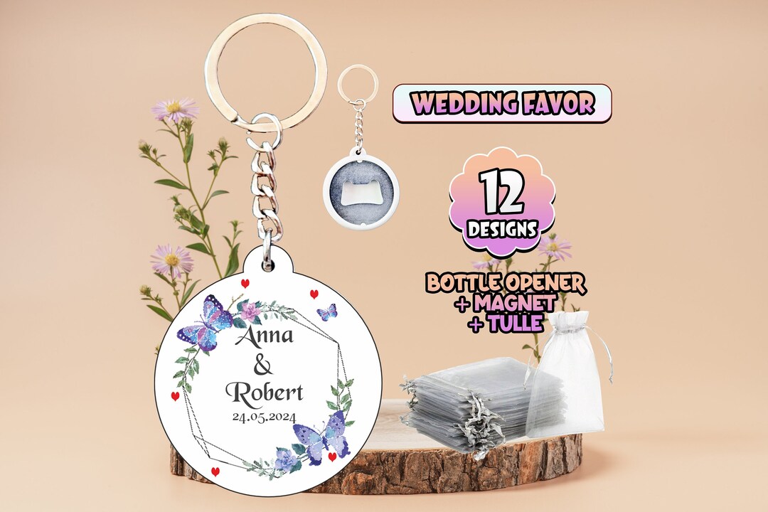 Wedding Thank You Favor, Customizable Keychain Wedding Favor for Guests ...