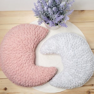 Moon Pillow | Soft Crescent Moon Cushion | Cozy Crochet Plush Pillow ...