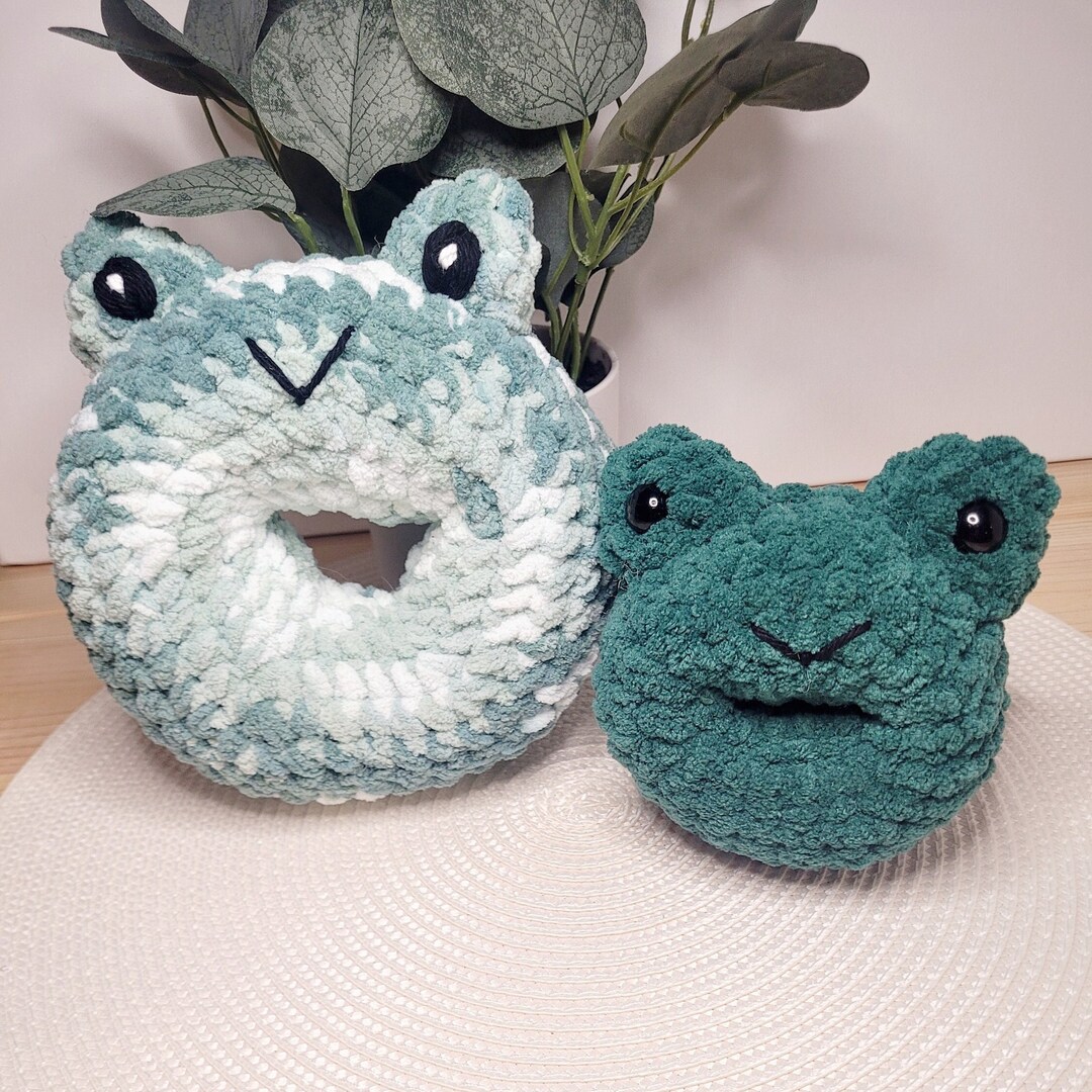 Crochet Frog Donut Plushie | Handmade Soft Matcha Frog | Colorful Stuffed Animal | Frog Desk ...