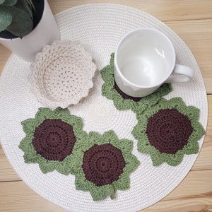 Plant Coasters Set of 4 | Crocheted Leaf Coasters | Cute Crochet ...