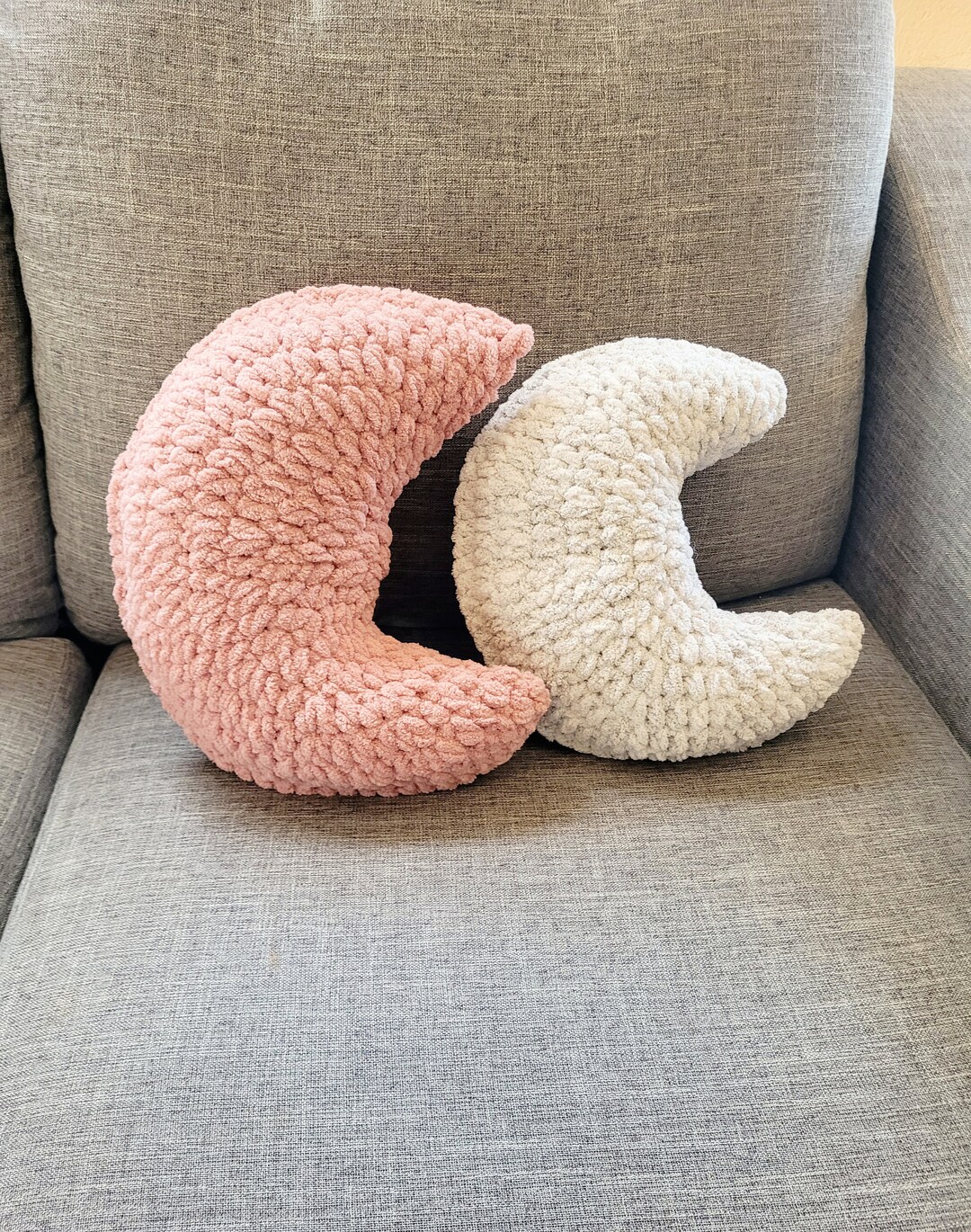 Moon Pillow | Soft Crescent Moon Cushion | Cozy Crochet Plush Pillow ...