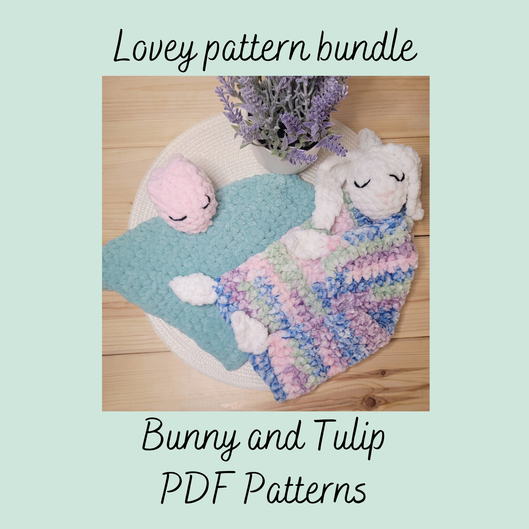 Bunny Flower Lovey Crochet Pattern PDF BUNDLE, Snuggler Pattern, Easter ...