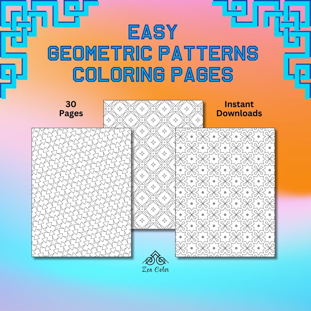 Easy Geometric Patterns Coloring Pages - Etsy