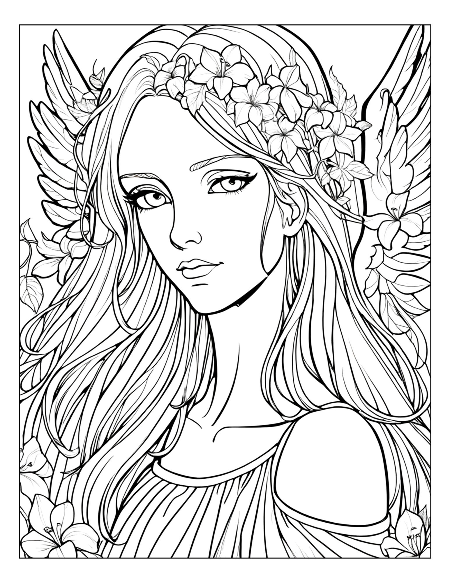 Angelscoloring Pagesprintable Coloring Pagesinstant Downloadadult ...