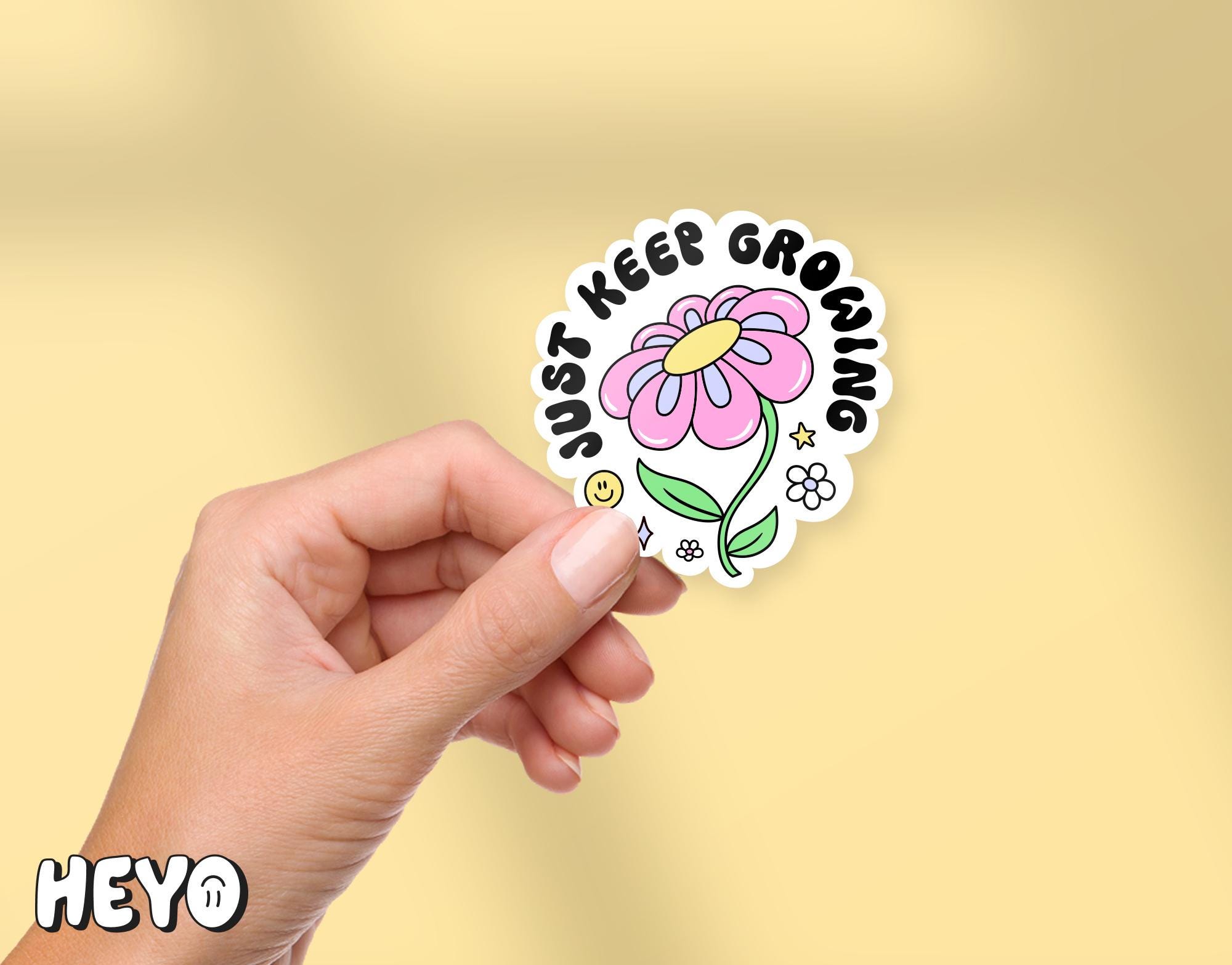 Just Keep Growing SVG PNG File, Motivational Quote Cute Retro Groovy ...