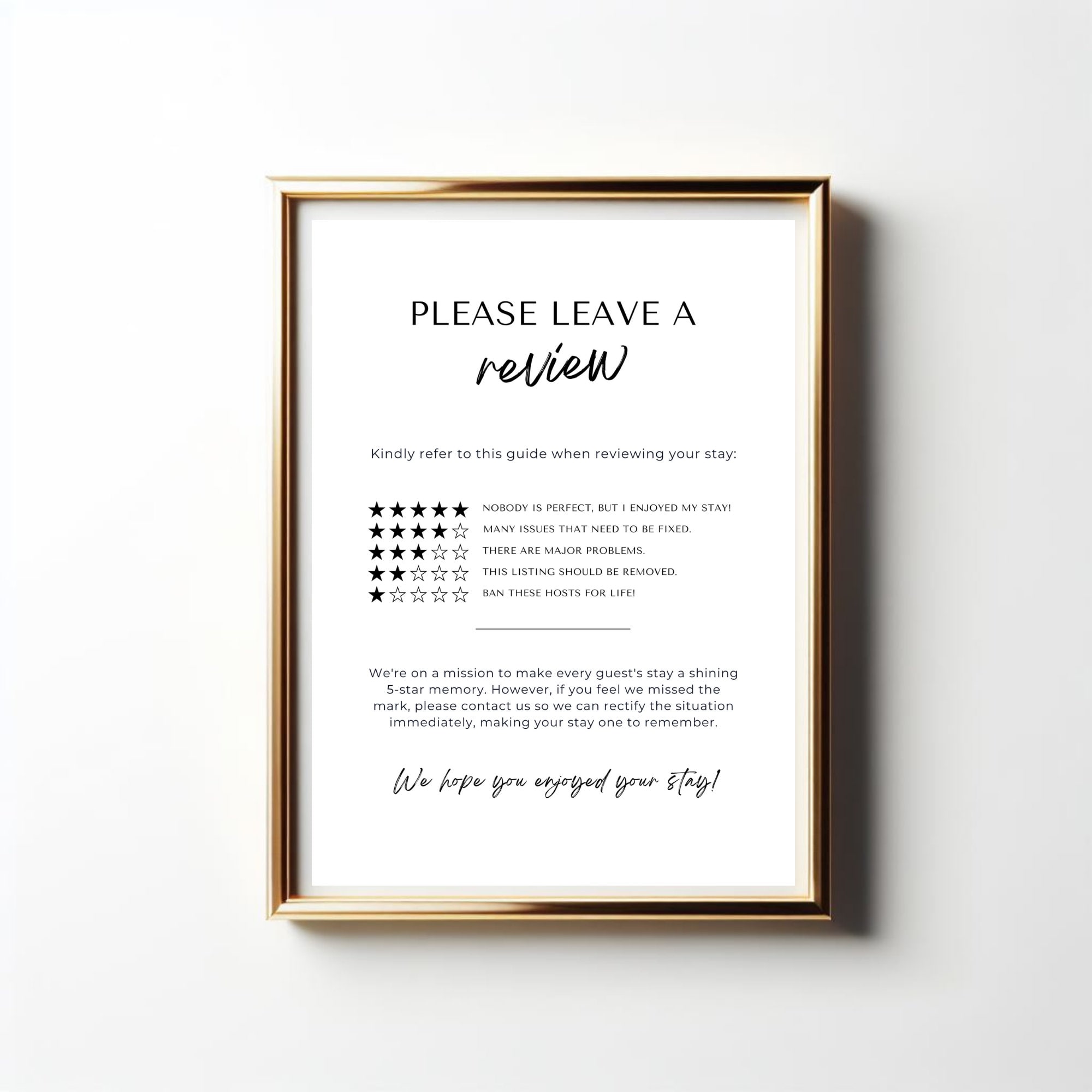 Airbnb Review Sign Template, Editable Leave a Review, Airbnb Review ...