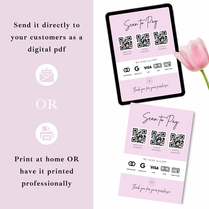 Editable Scan to Pay QR Code Sign Template, Venmo Pay Sign, Pay Here Sign, Small Business Signs ...