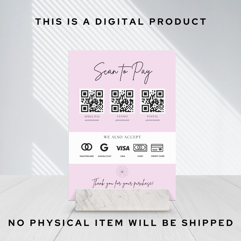 Editable Scan to Pay QR Code Sign Template Venmo Pay Sign - Etsy