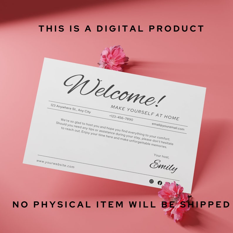 Airbnb Welcome Card , Hotel Guest Welcome , Editable Canva Template ...
