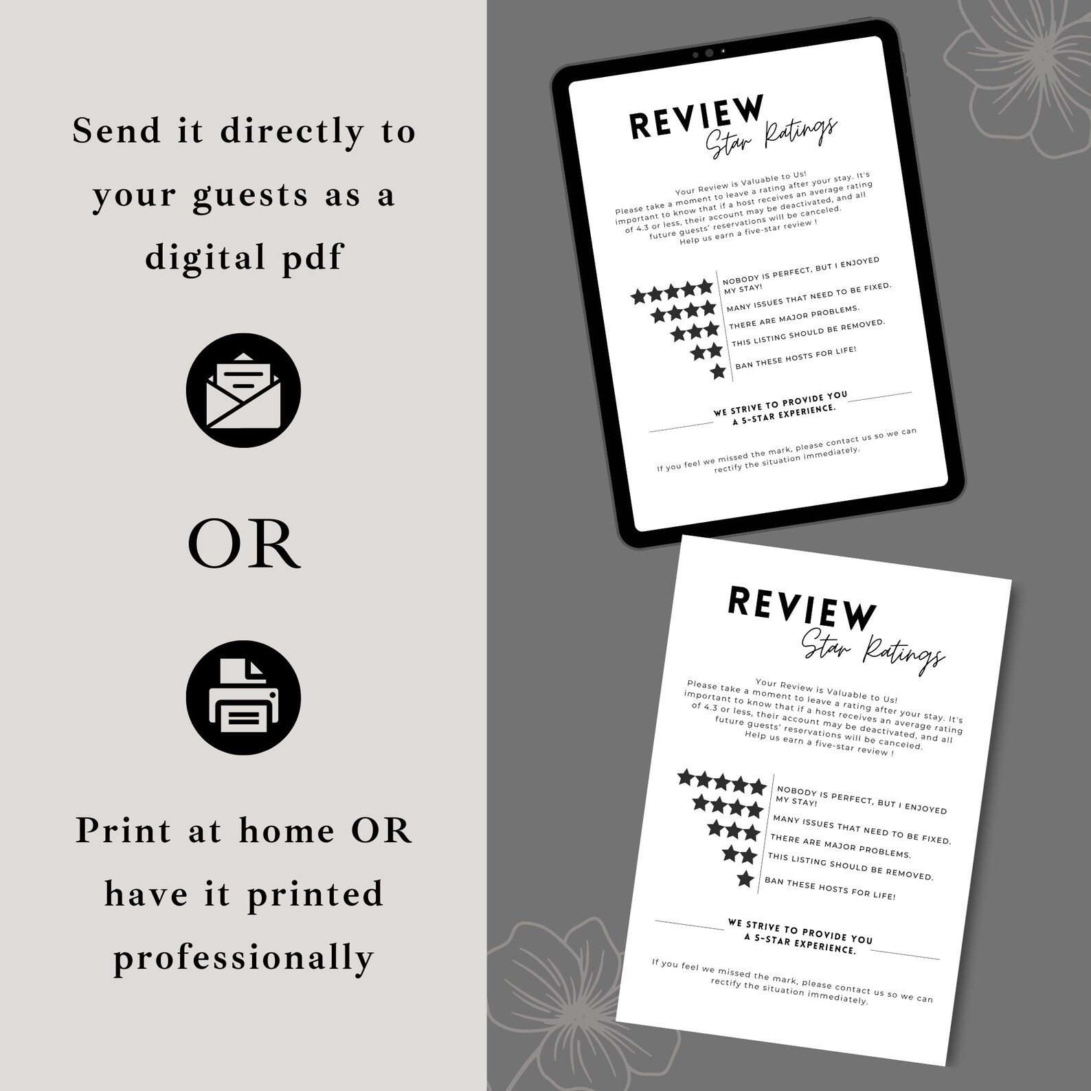 Airbnb Review Sign Template Editable Leave a Review Airbnb - Etsy