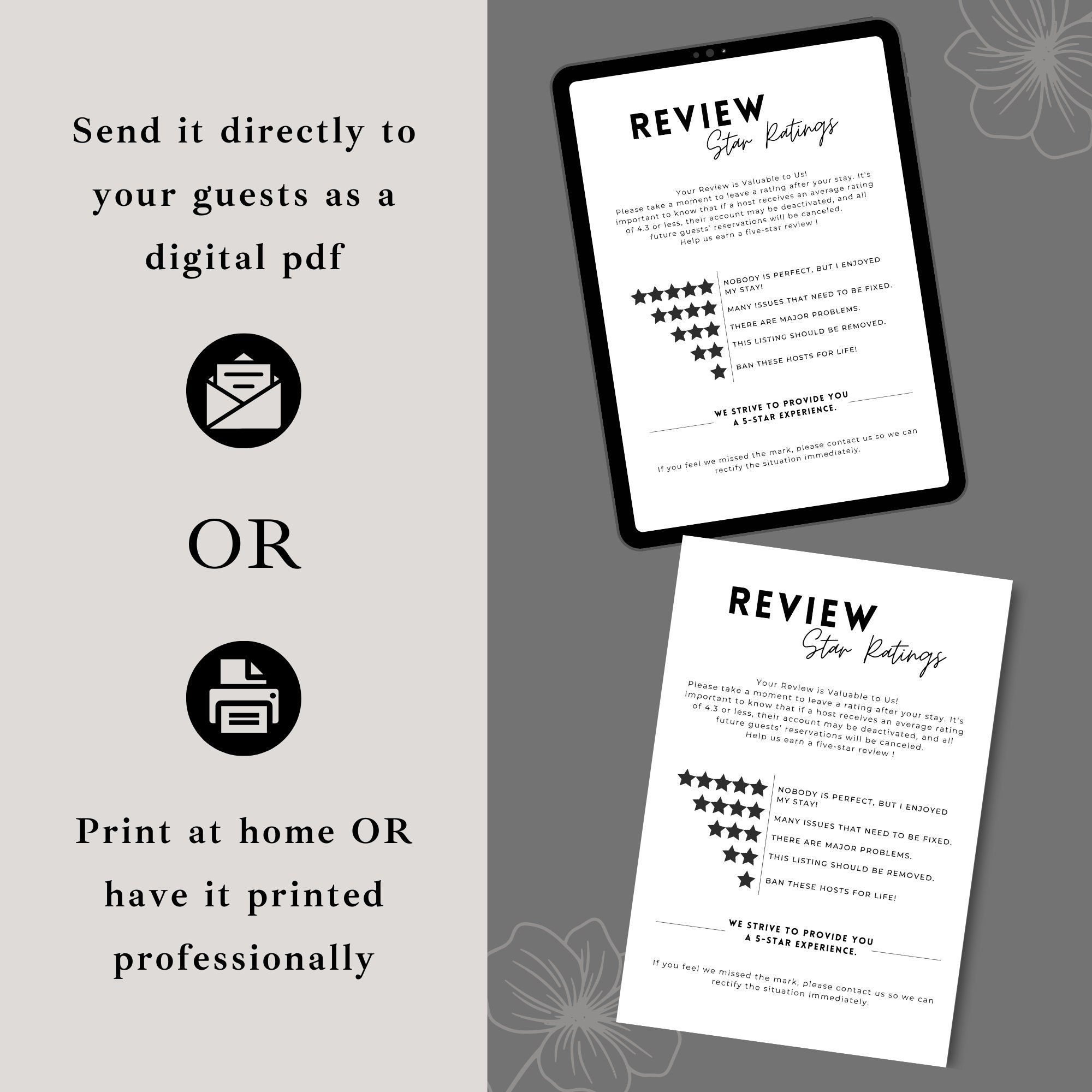 Airbnb Review Sign Template Editable Leave a Review Airbnb - Etsy