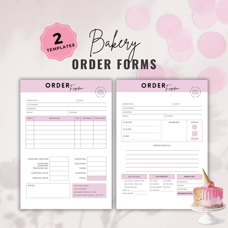 Bakery Order Form Templates, Editable Cake Order Forms, Cookie Order ...