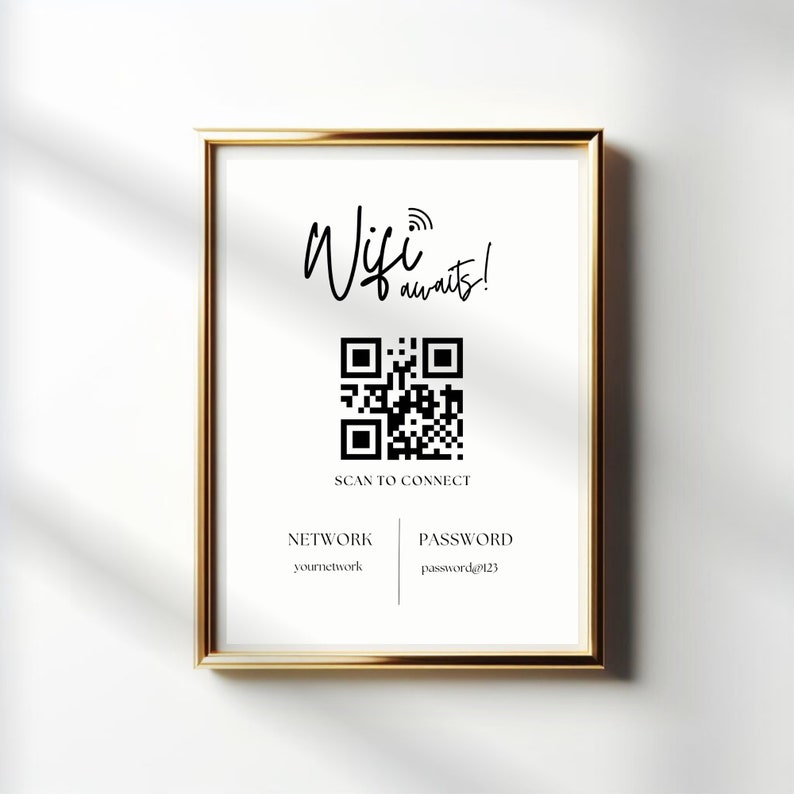 Wifi Password Sign, QR Code Sign, Airbnb Wifi Sign Template, Printable ...