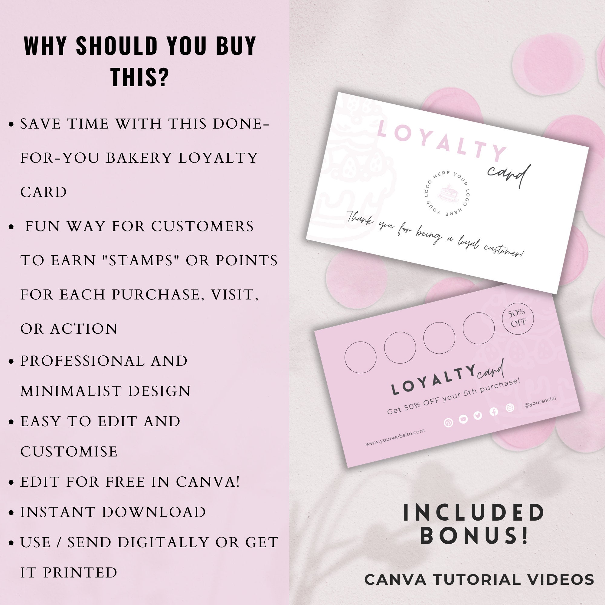 Bakery Loyalty Card Template Loyalty Stamp Card Cake Loyalty - Etsy