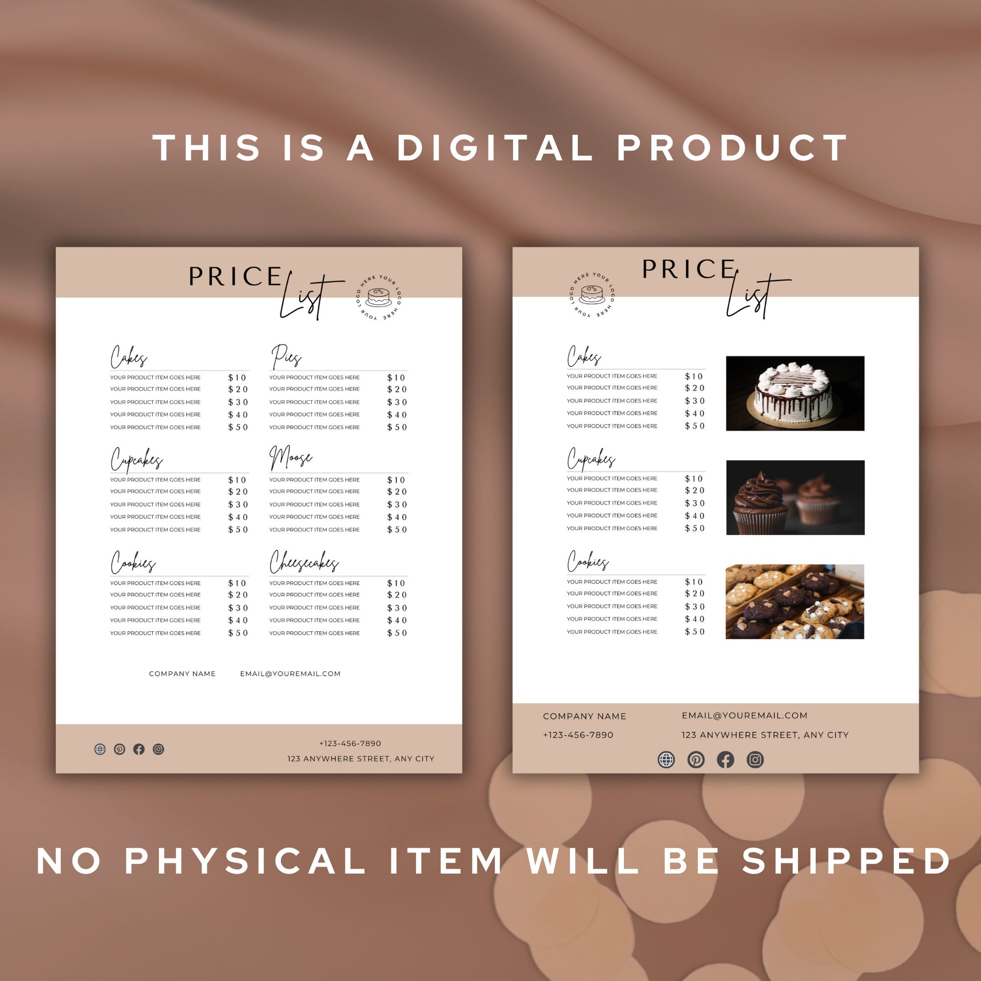 Editable Bakery Price List Template, Bakery Menu, Cookie Price List ...