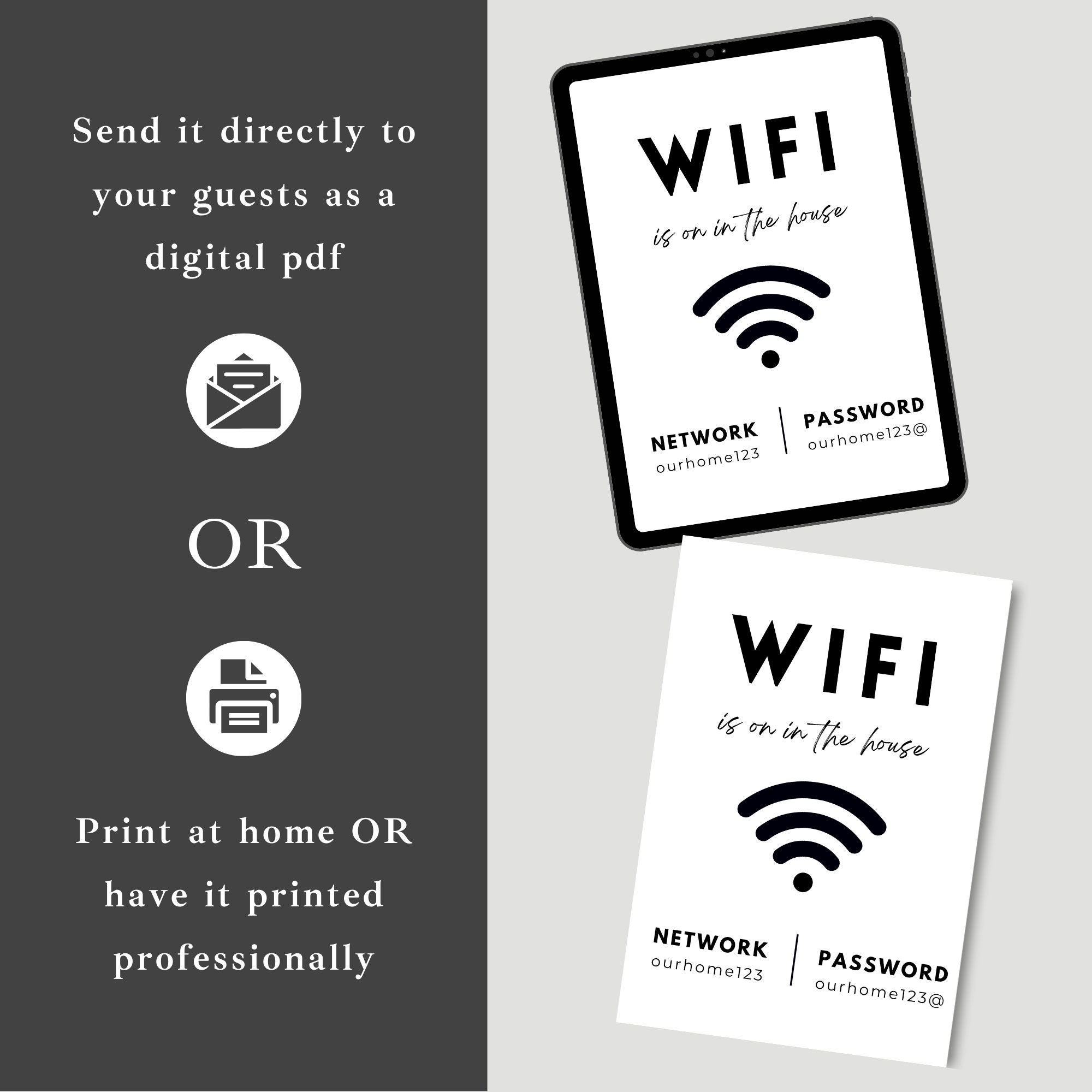 Editable Wifi Password Sign Canva Template, Airbnb Guest Room Wifi Sign ...