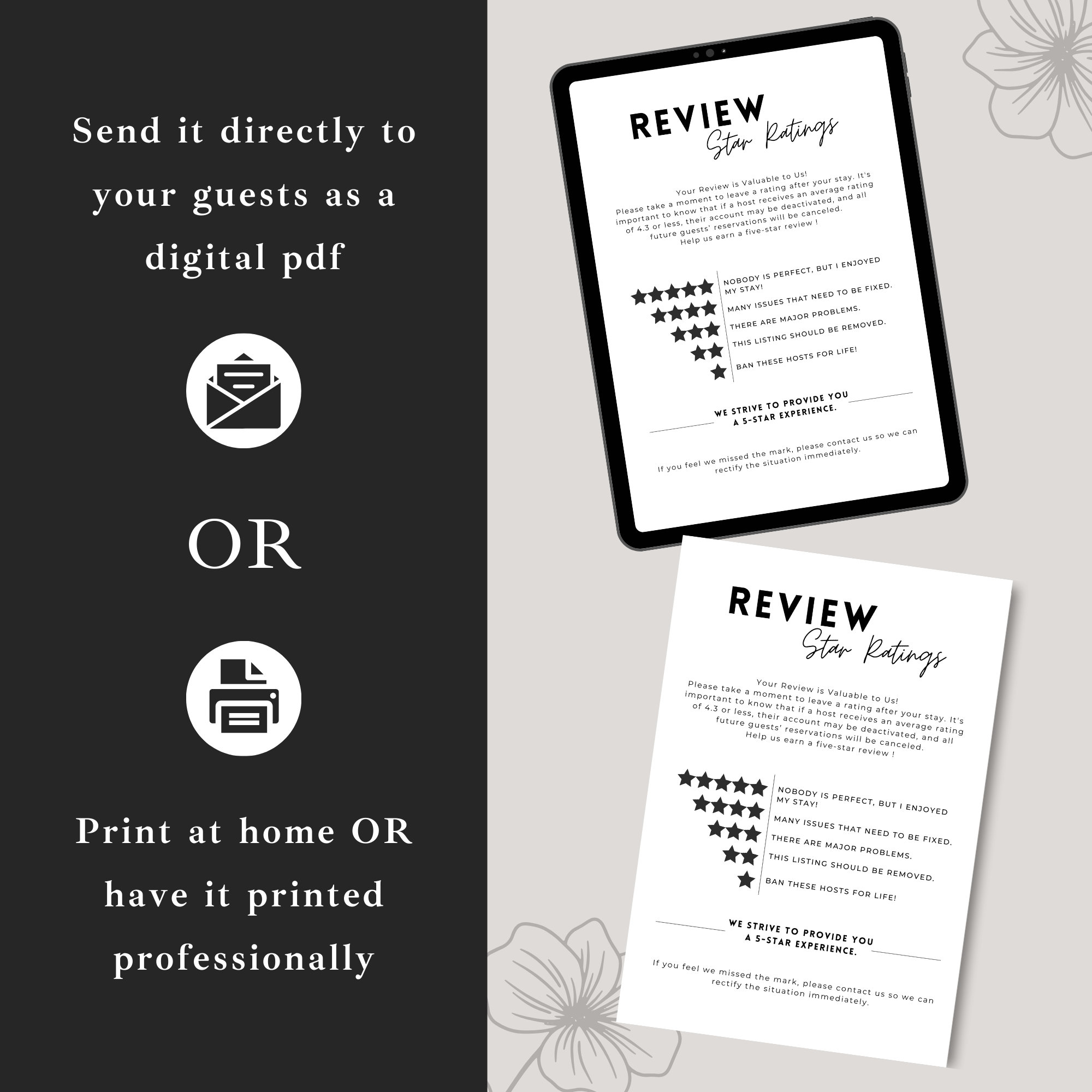 Airbnb Review Sign Template, Editable Leave a Review, Airbnb Review ...