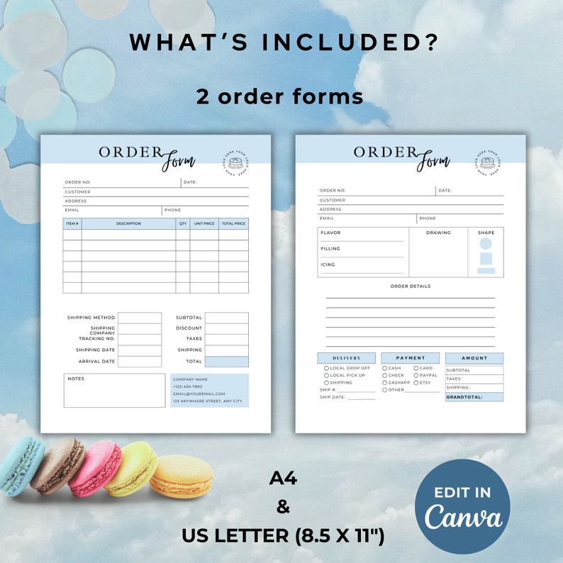 Bakery Order Form Templates, Editable Cake Order Forms, Cookie Order ...