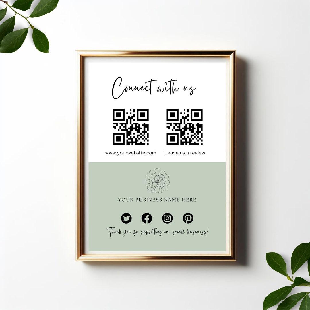 Connect With Us Social Media QR Code Sign, Let's Get Social Small ...