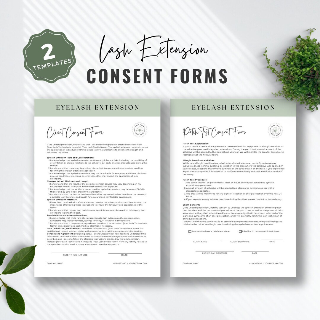 Lash Consent Forms, Client Consultation, Client Intake , Esthetician ...