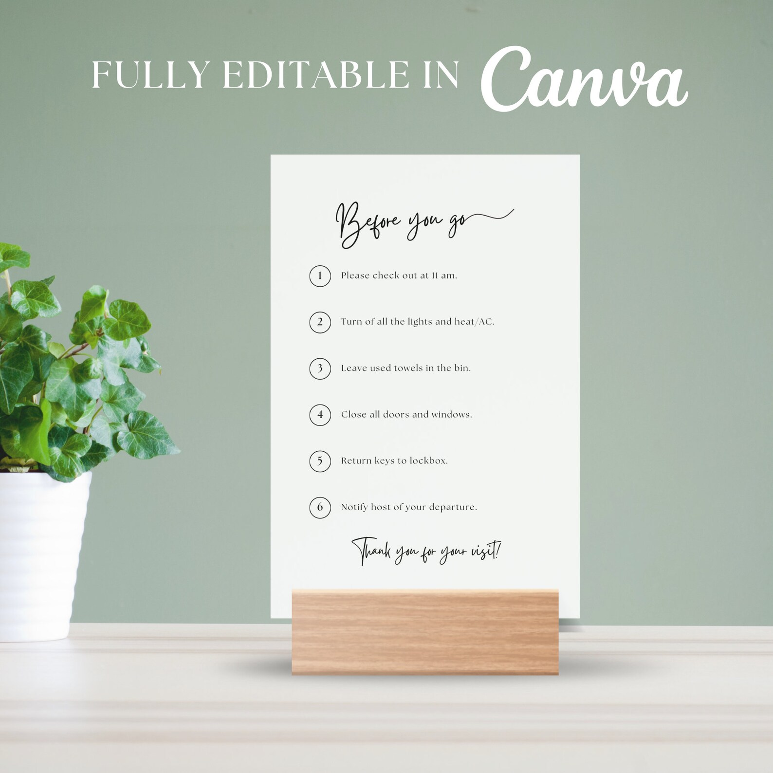 Checkout Sign Template Airbnb Checkout Instructions Airbnb - Etsy