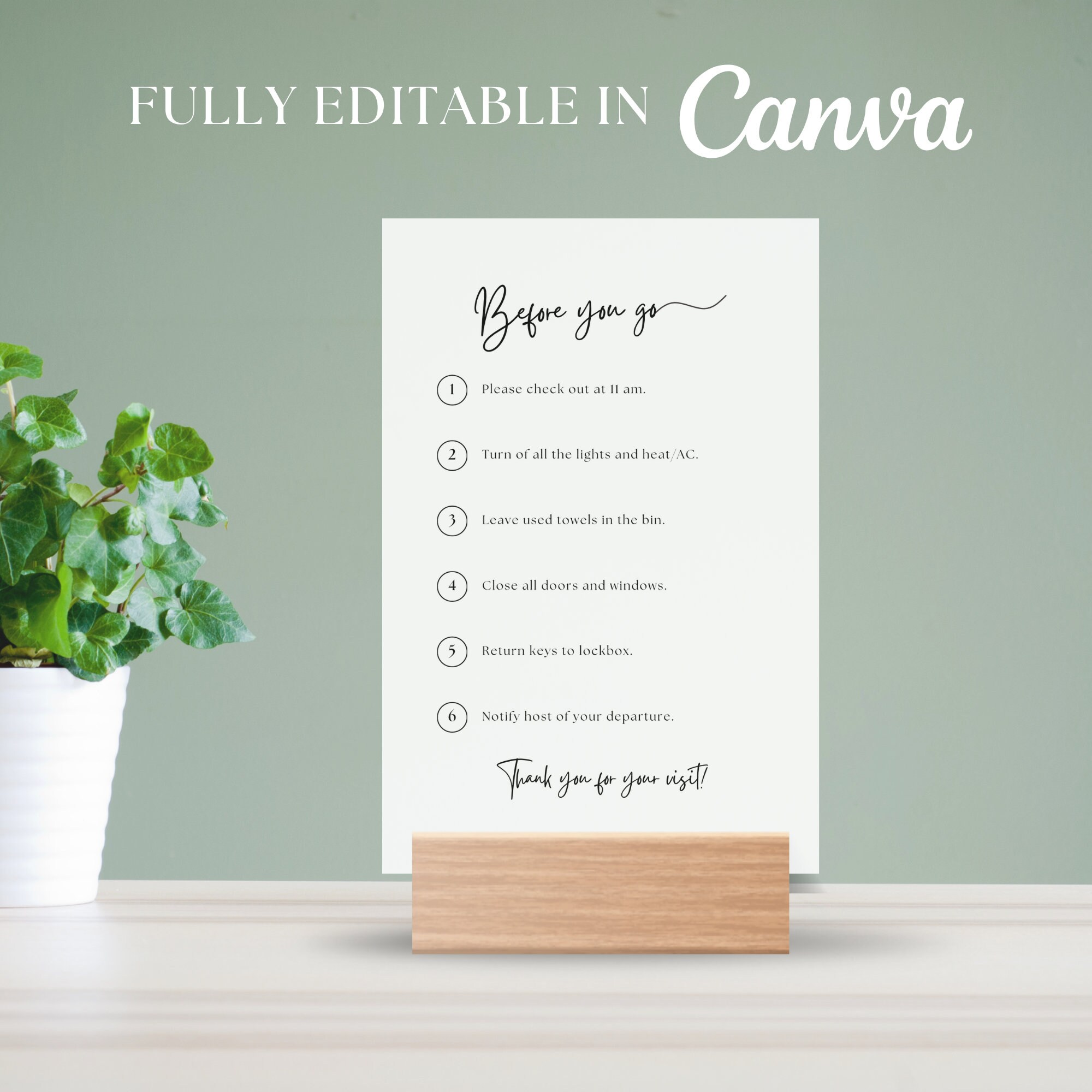 Checkout Sign Template Airbnb Checkout Instructions Airbnb - Etsy