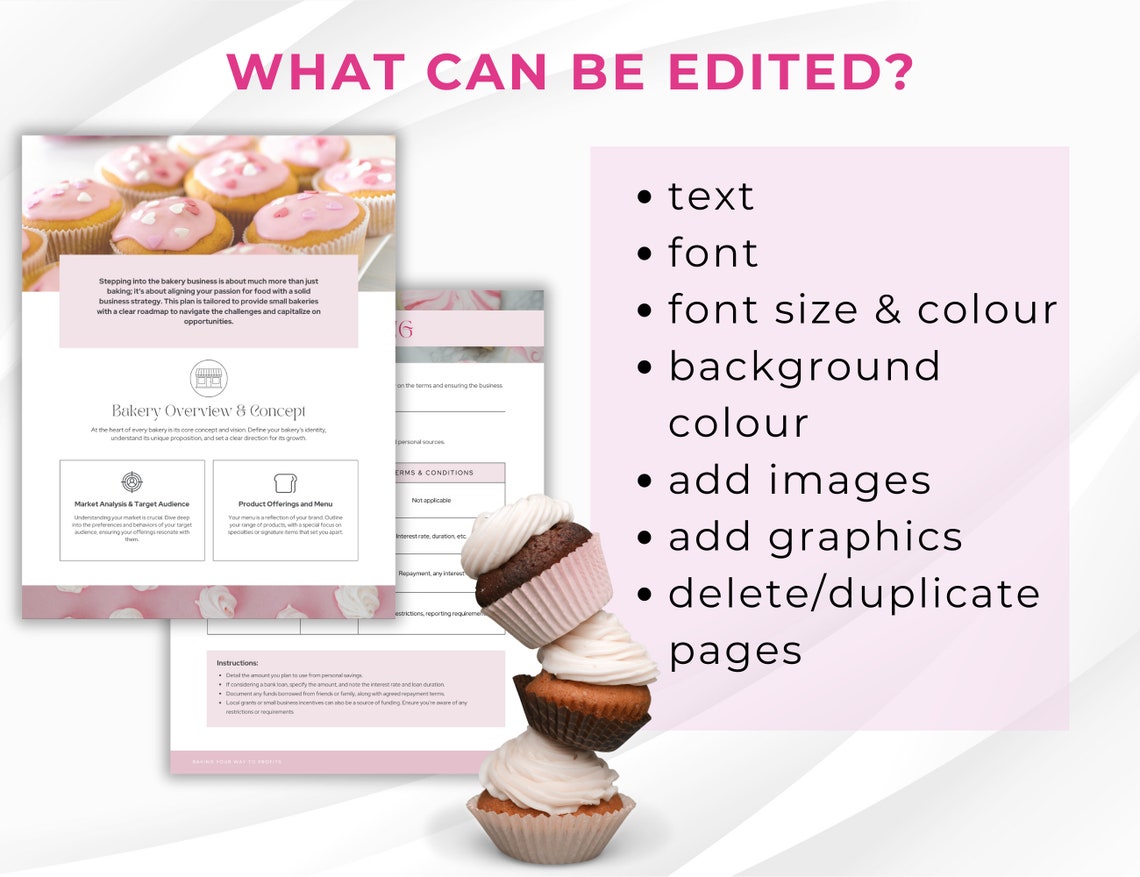 Bakery Business Plan Canva Template, Cake Shop Blueprint, Business ...