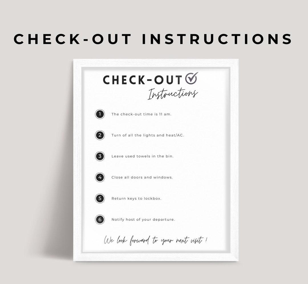 Checkout Sign Template, Airbnb Checkout Instructions , Airbnb Host ...