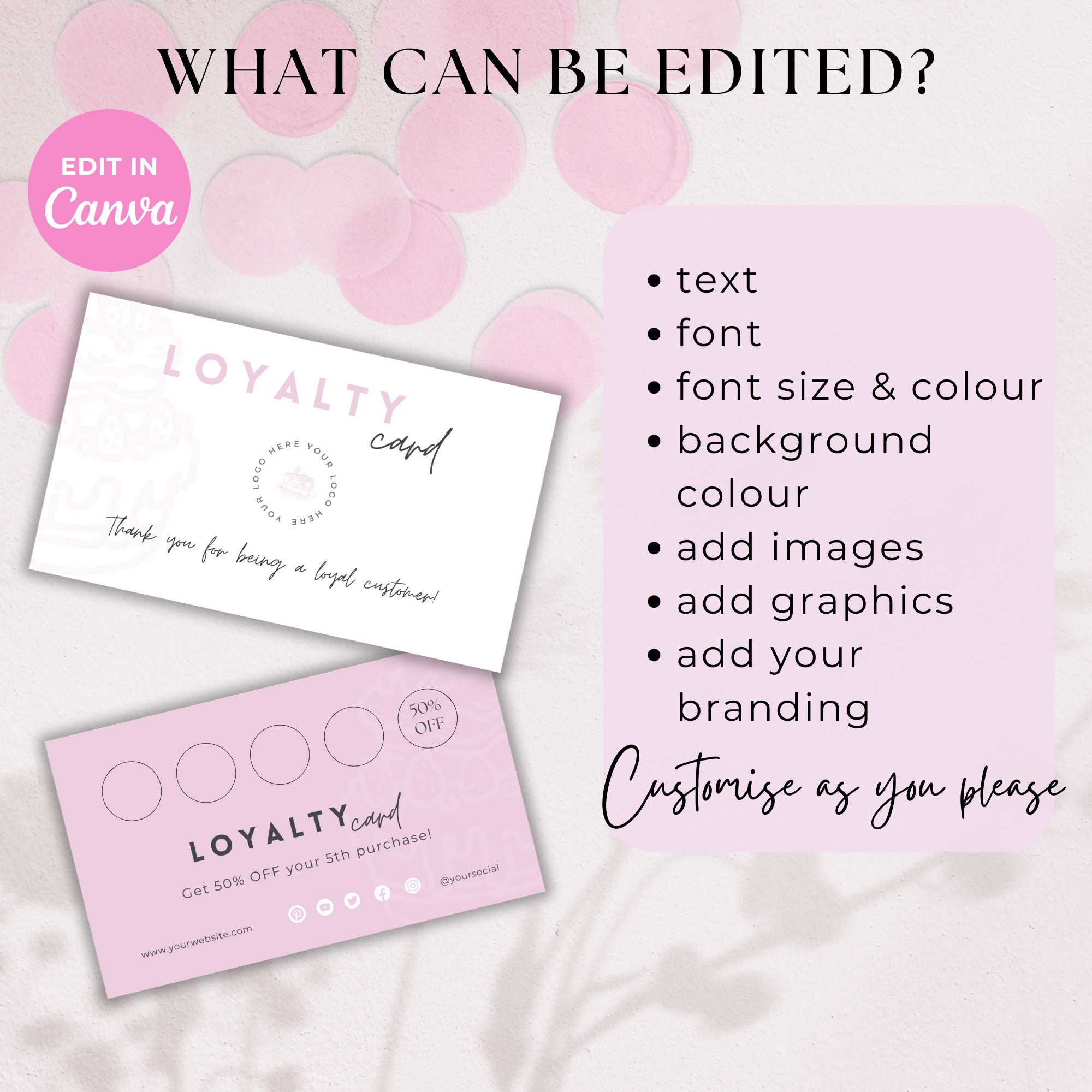 Bakery Loyalty Card Template Loyalty Stamp Card Cake Loyalty - Etsy