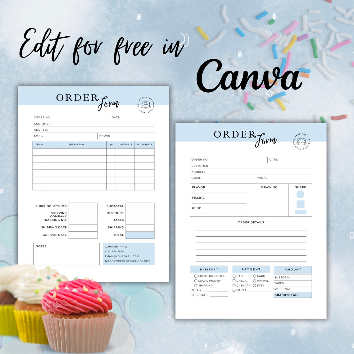 Bakery Order Form Templates, Editable Cake Order Forms, Cookie Order ...