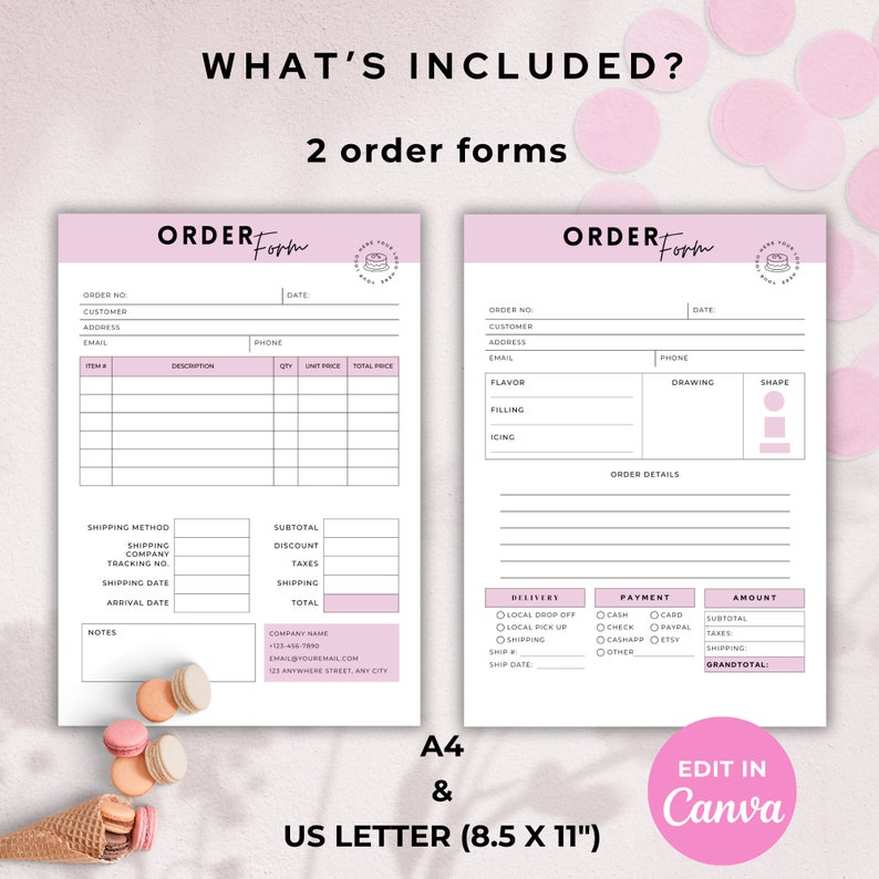 Bakery Order Form Templates, Editable Cake Order Forms, Cookie Order ...